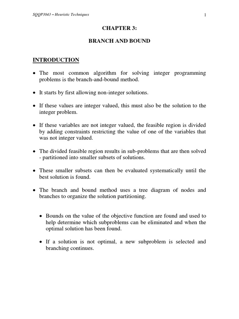Chapter 3 Branch and Bound PDF | PDF | Mathematical Optimization | Mathematical Relations