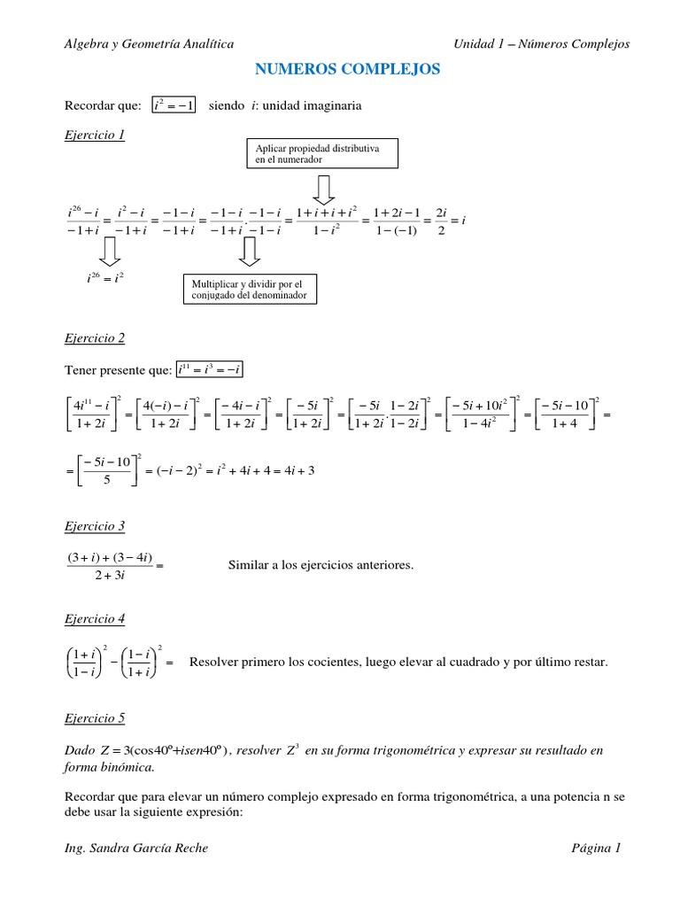Numeros Complejos Ejercicios AV | PDF | Número complejo | Objetos ...