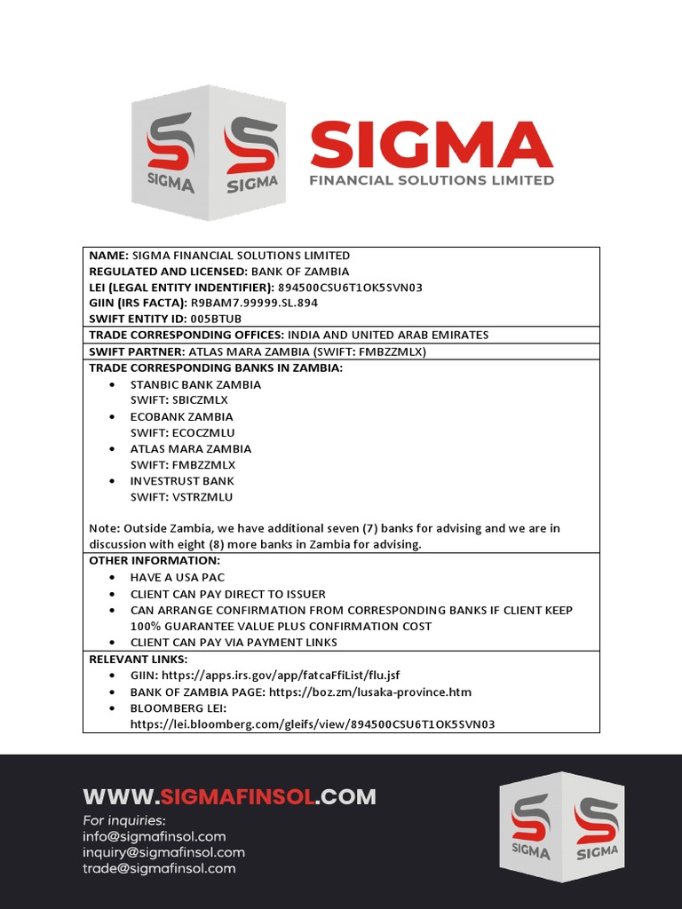 Sigma Financial Solutions - Overview | PDF | Finance & Money Management