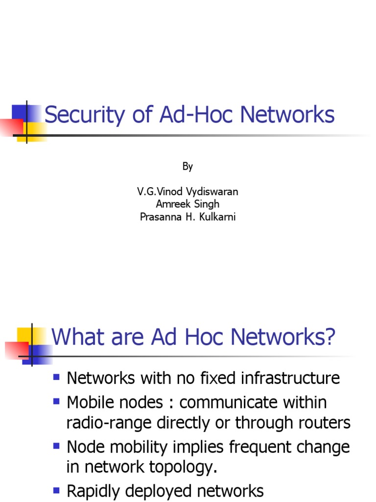 Security of AdHoc Networks | PDF | Wireless Ad Hoc Network | Computer ...