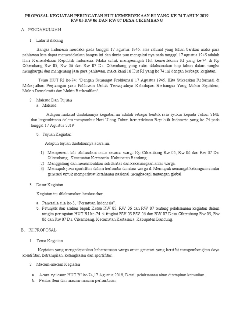 Proposal Kegiatan Agustusan | PDF
