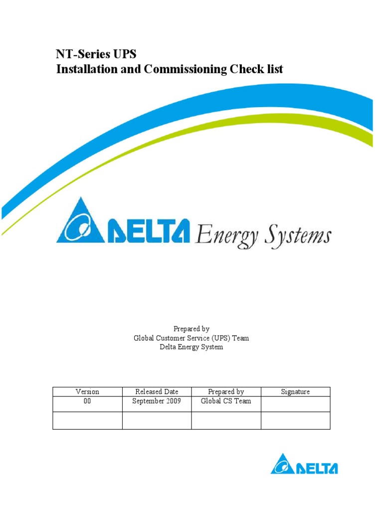 NT-Series UPS Installation and Commissioning Check List | PDF | Power ...