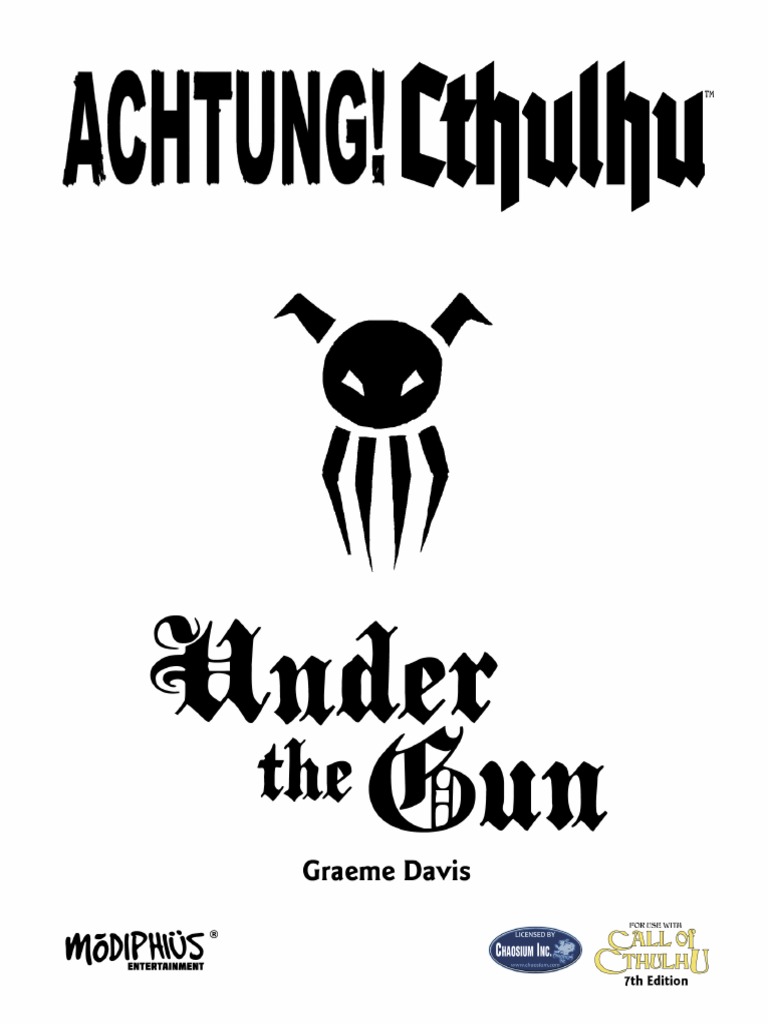 Achtung! Cthulhu Under The Gun (7th Edition) | PDF | Pistol | Unrest