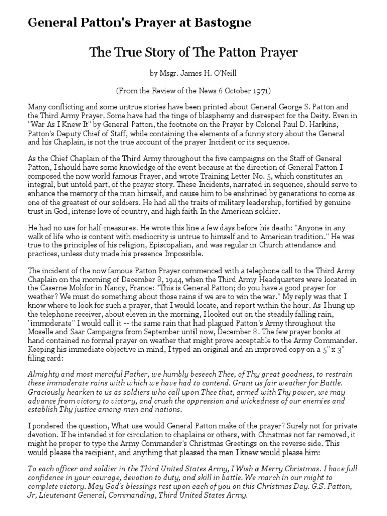 True Story of The Patton Prayer | PDF | George S. Patton | Prayer