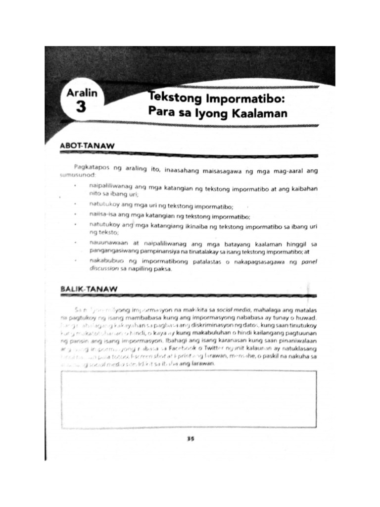 Aralin 3 Pagbasa | PDF