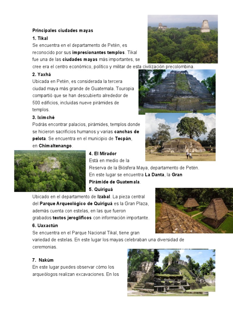 Principales Ciudades Mayas | PDF