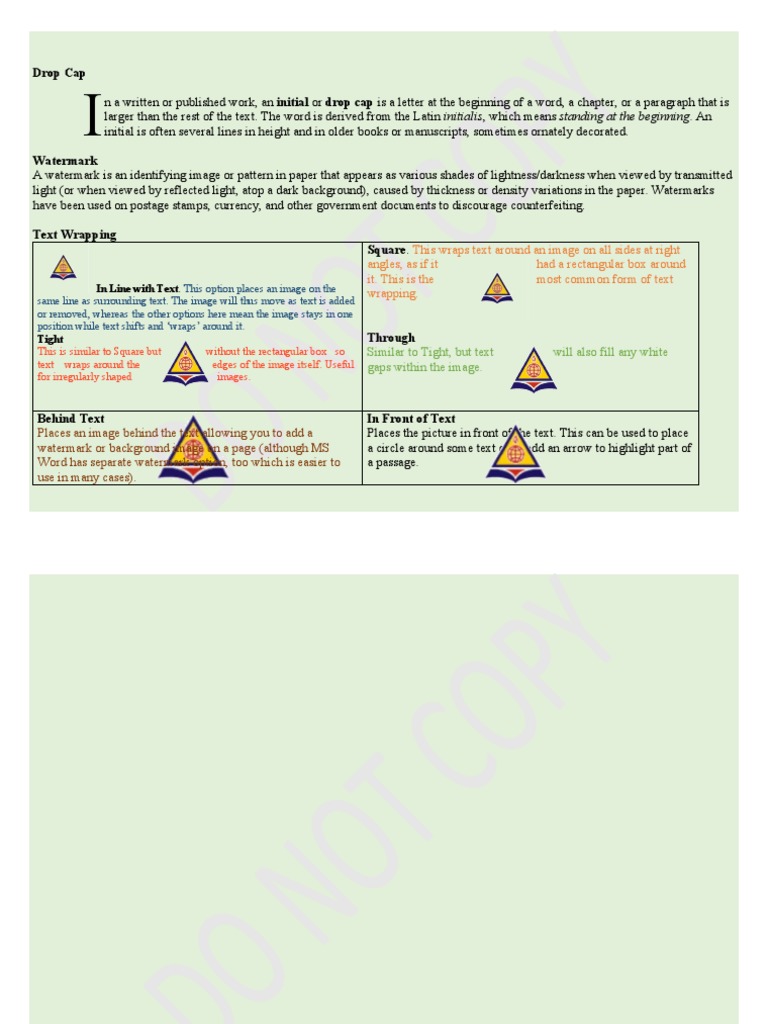 Understanding Drop Caps and Watermarks | PDF