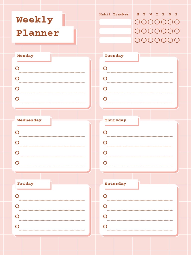 Cute Pink Weekly Schedule Planner | PDF