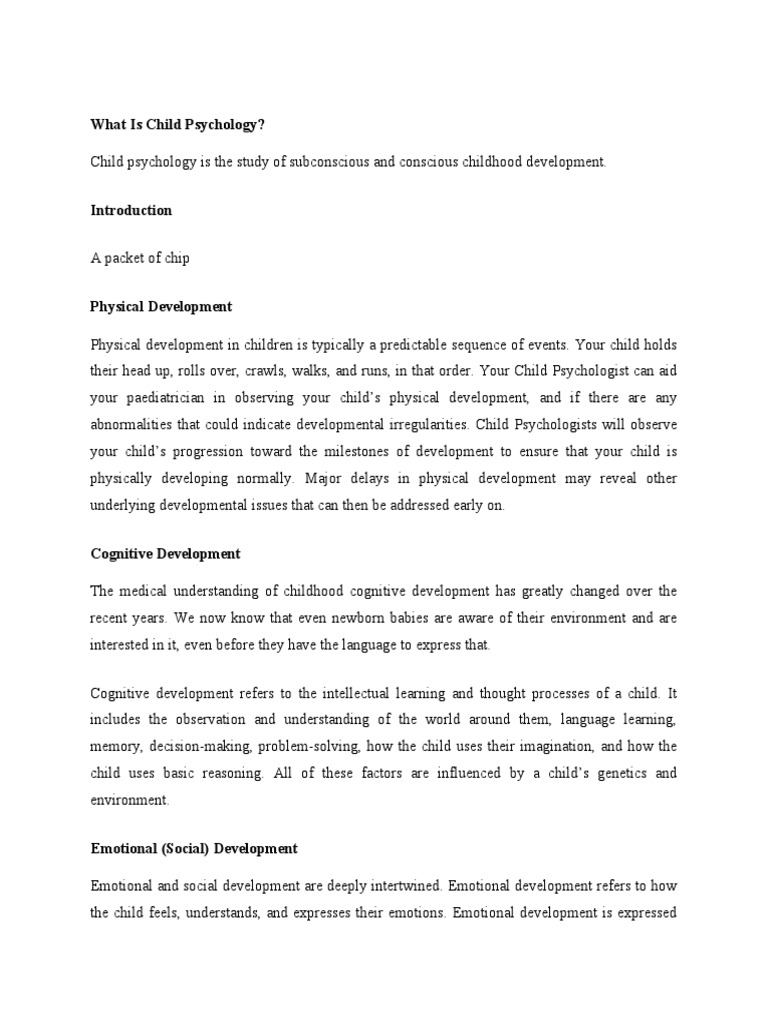 1 Child Psychology | PDF | Child Development | Relationships