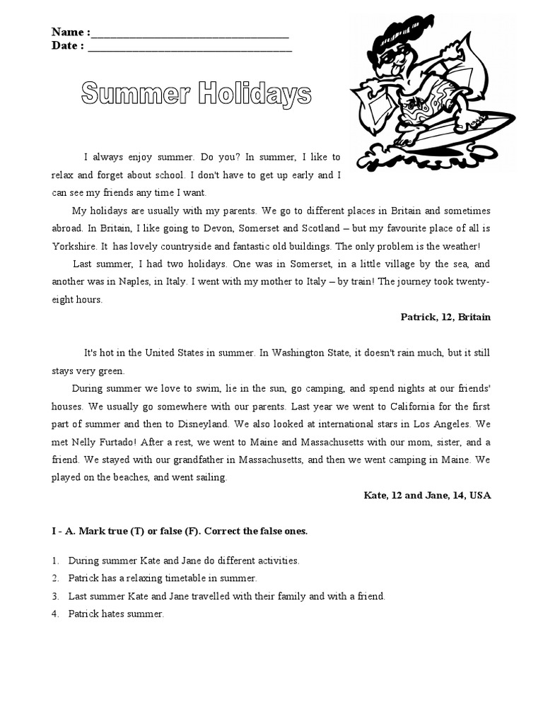 Summer Holidays Reading | PDF