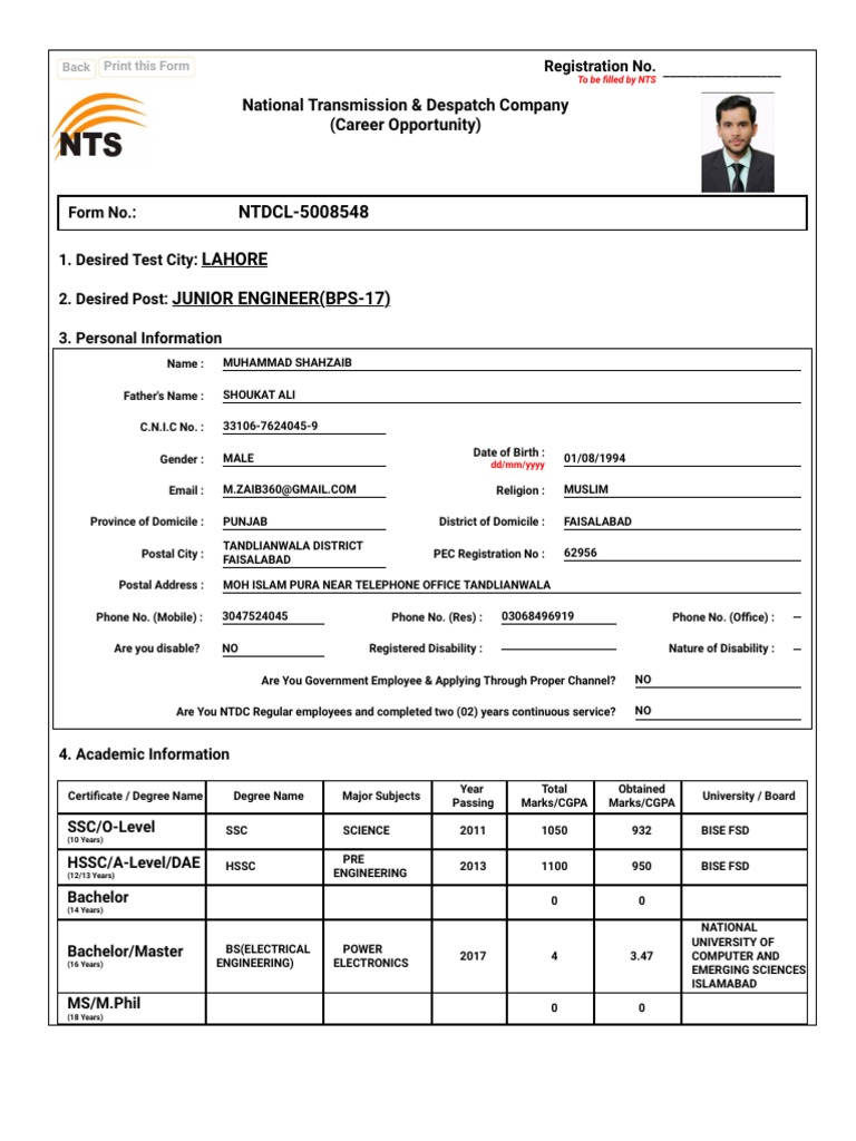 NTS - NTDC National Testing Service | PDF | Fee | Banks