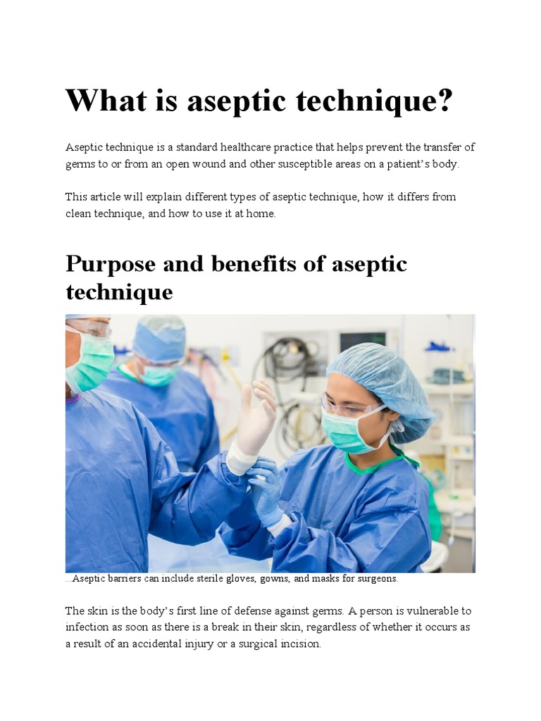 Aseptic Technique | PDF | Hospital Acquired Infection | Surgery