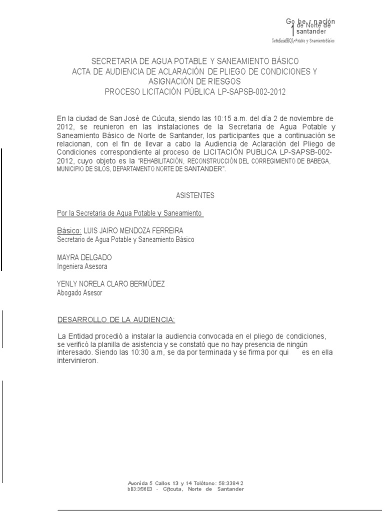 Acta de Aclaracion | PDF