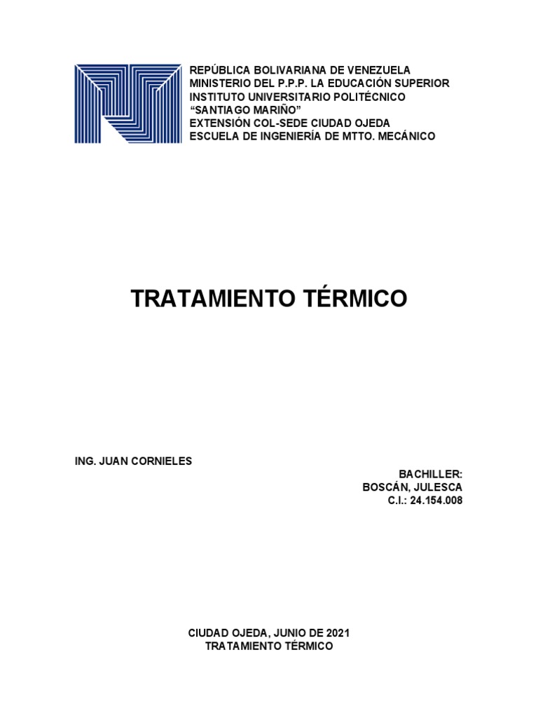 Ensayo Tratamiento Termico | PDF | Tratamiento a base de calor | Acero