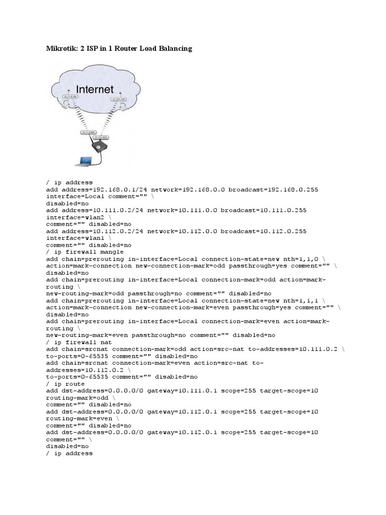 Mikrotik Dual ISP Load Balancing | PDF | Router (Computing) | Ip Address