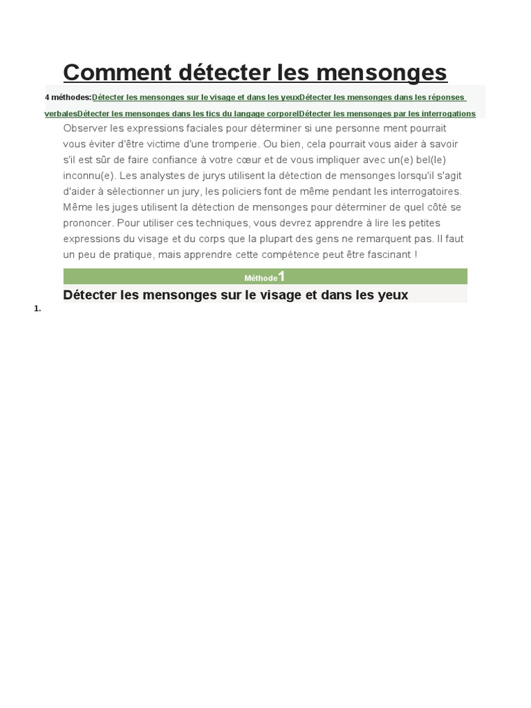 Détecter les mensonges efficacement | PDF | Mensonge | Polygraphe