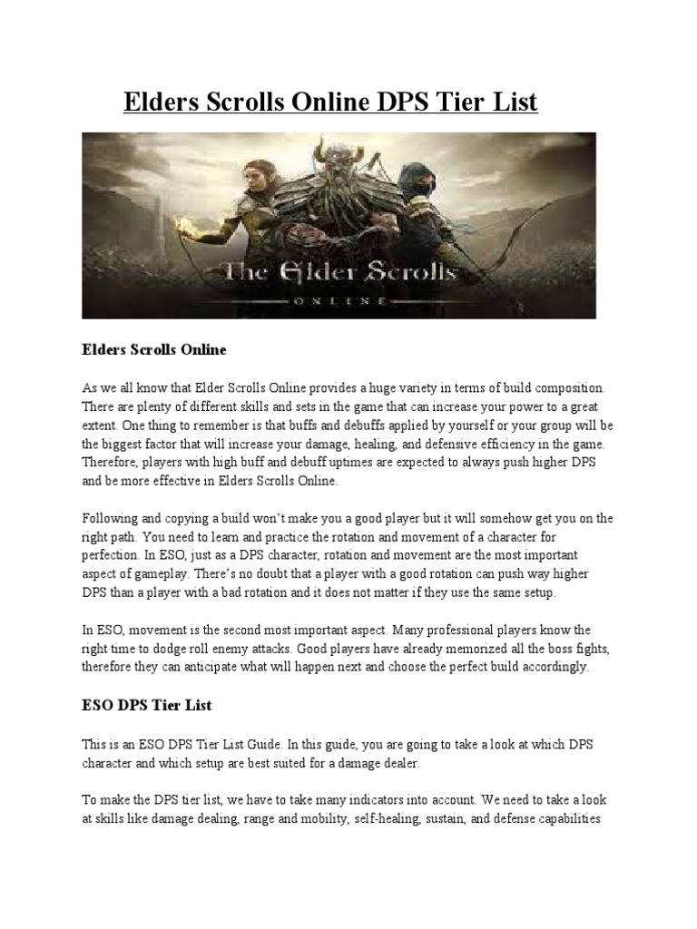 ESO DPS Tier List Guide 2025 | PDF | Game Design | Gaming