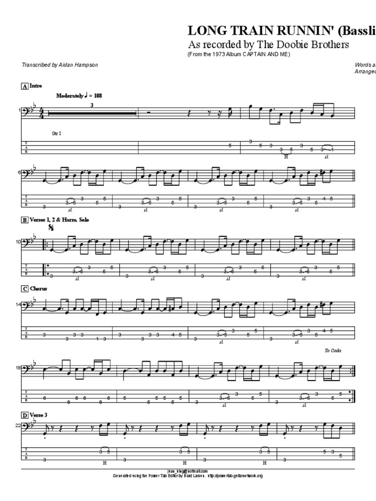 Long Train Runnin Bass | PDF | Musical Forms | Entertainment (General)