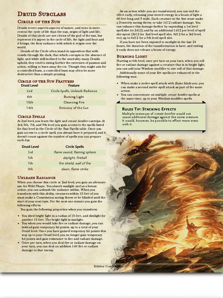 Circle of the Sun Druid Subclass | PDF | Nature