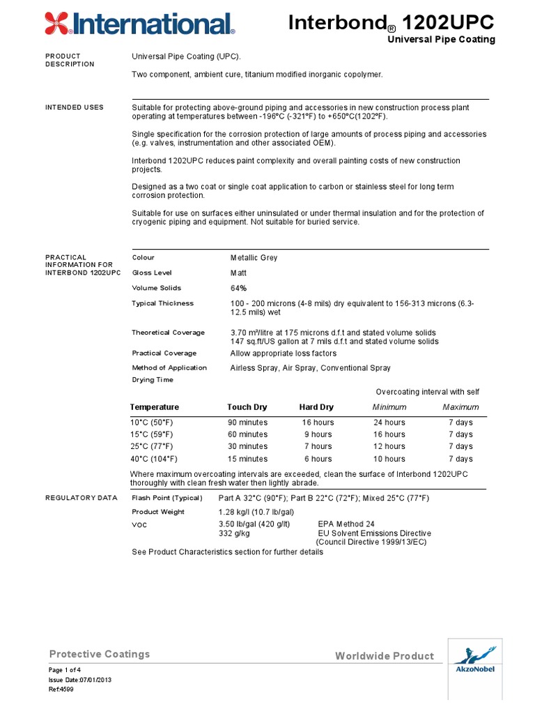 Interbond 1202UPC: Universal Pipe Coating | PDF | Corrosion | Paint