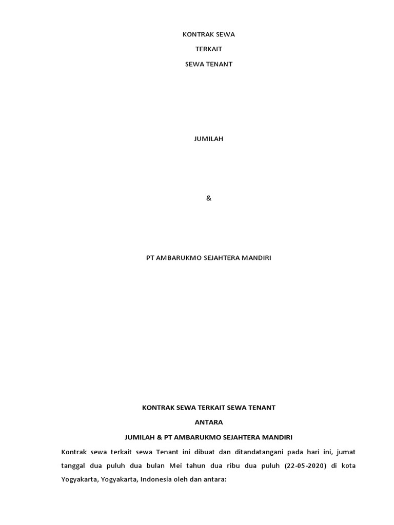 Kontrak Sewa Tenant Mall | PDF