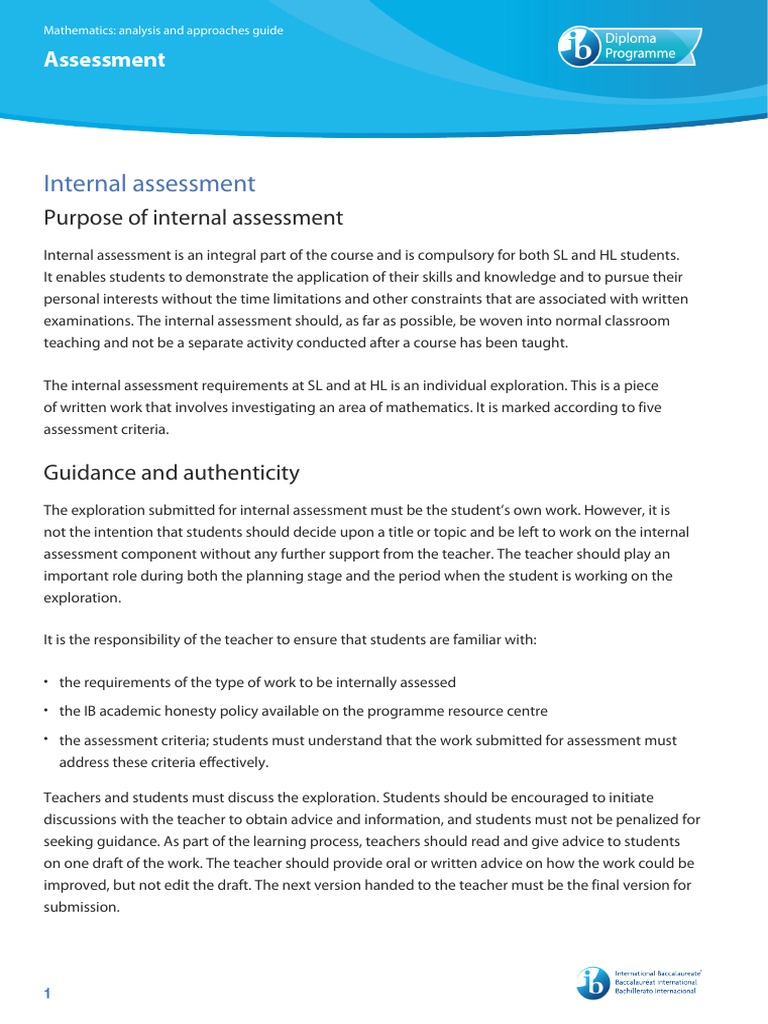 Internal Assessment Criteria | PDF | Educational Assessment | Teachers