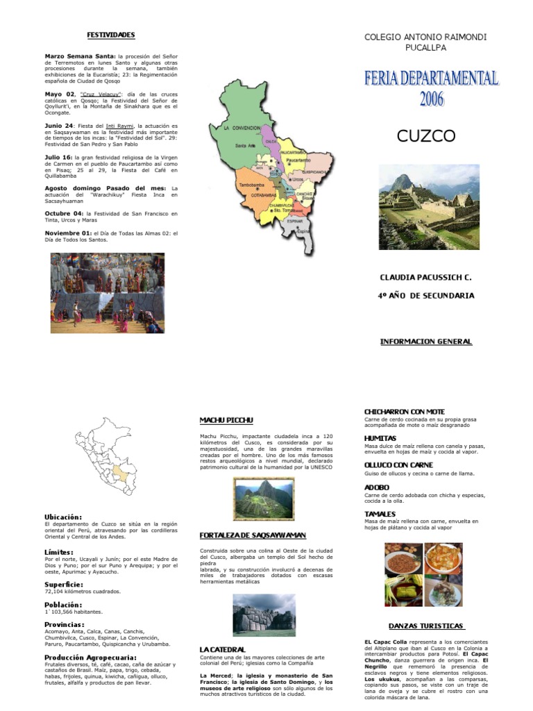 Cusco Triptico | PDF | Cocina | Alimentos