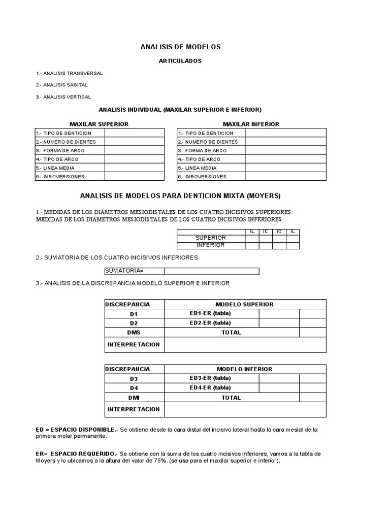 Análisis de Moyers en Dentición Mixta | PDF | Métodos y materiales de ...