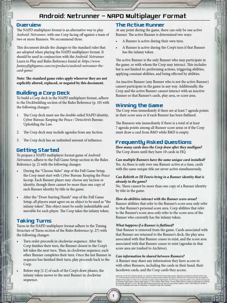 Android: Netrunner - NAPD Multiplayer Format: The Active Runner | PDF ...