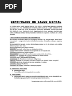 MODELO CERTIFICADOs PSICOLÓGICO DE SALUD MENTAL | PDF | Relaciones personales, crianza y ...