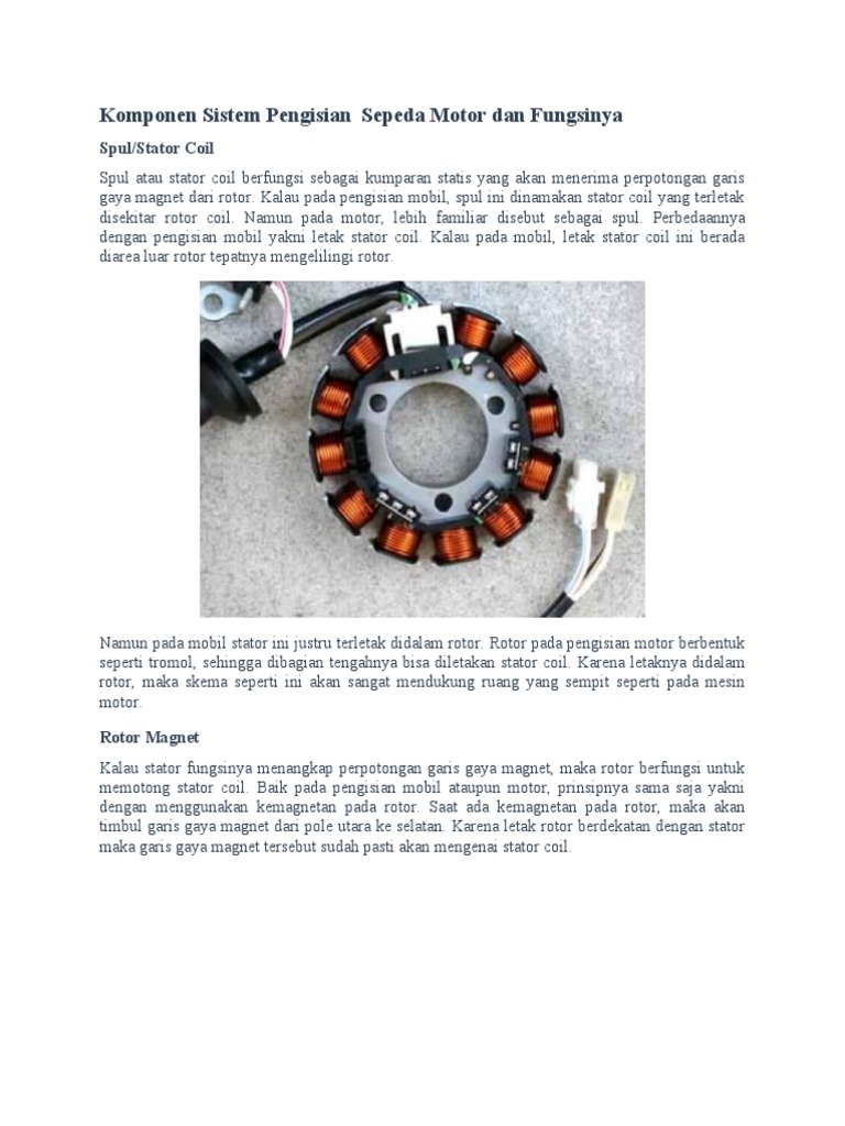 Komponen Sistem Pengisian Sepeda Motor Dan Fungsinya | PDF
