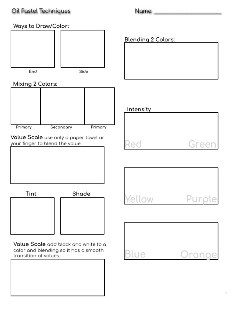 Oil Pastel Worksheet | PDF