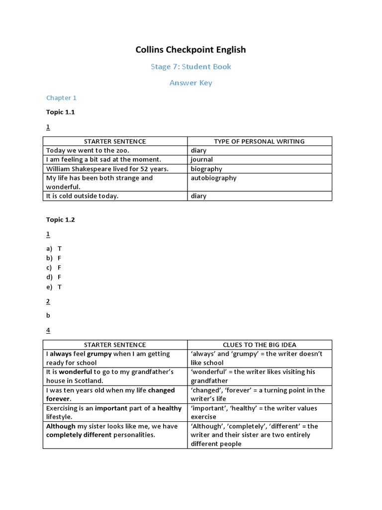Checkpoint English Answer Key SB 7 | PDF | Zoo | Poetry