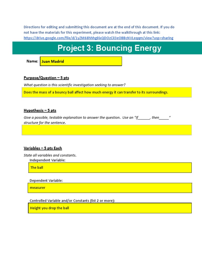 Project 3 - Bouncing Energy - Lab Report | Download Free PDF ...