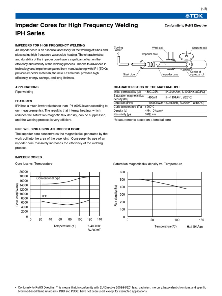 RoHS Compliant Impeder Cores for High Frequency Welding | PDF | Welding ...
