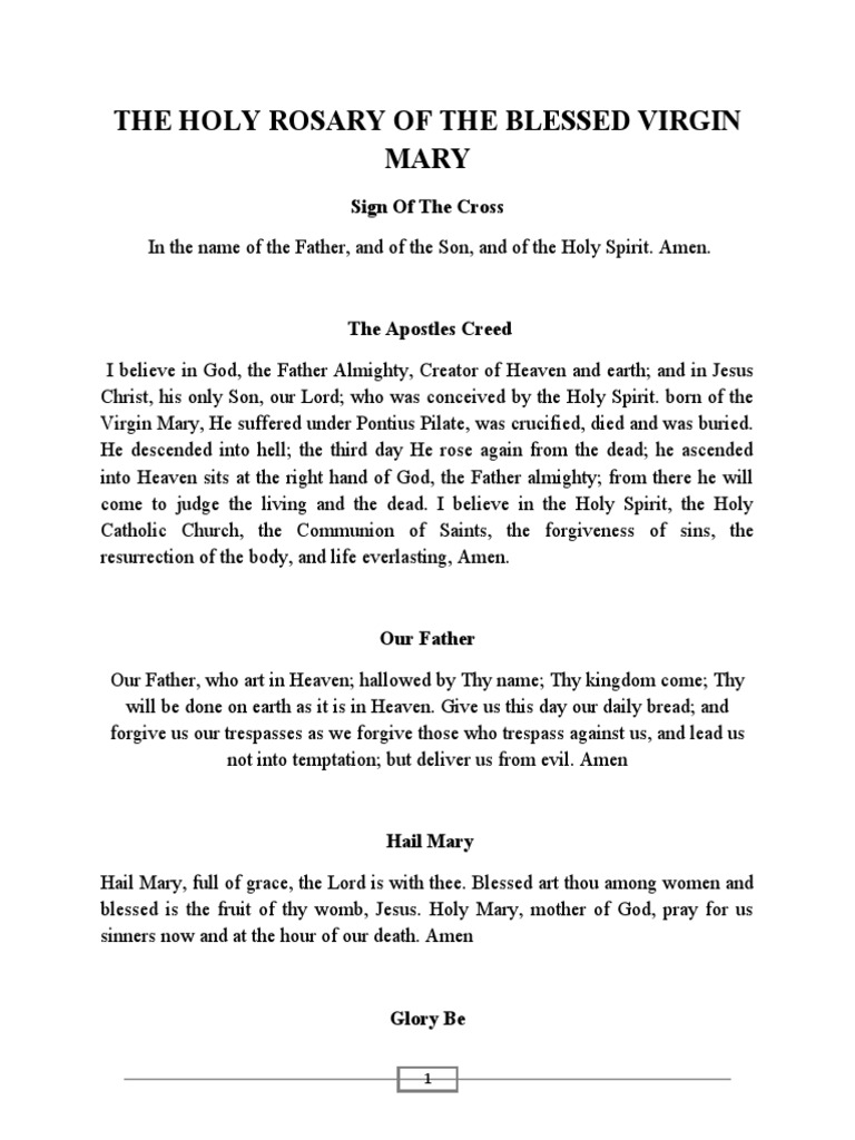 The Holy Rosary of The Blessed Virgin Mary | PDF | Rosary | God The Father