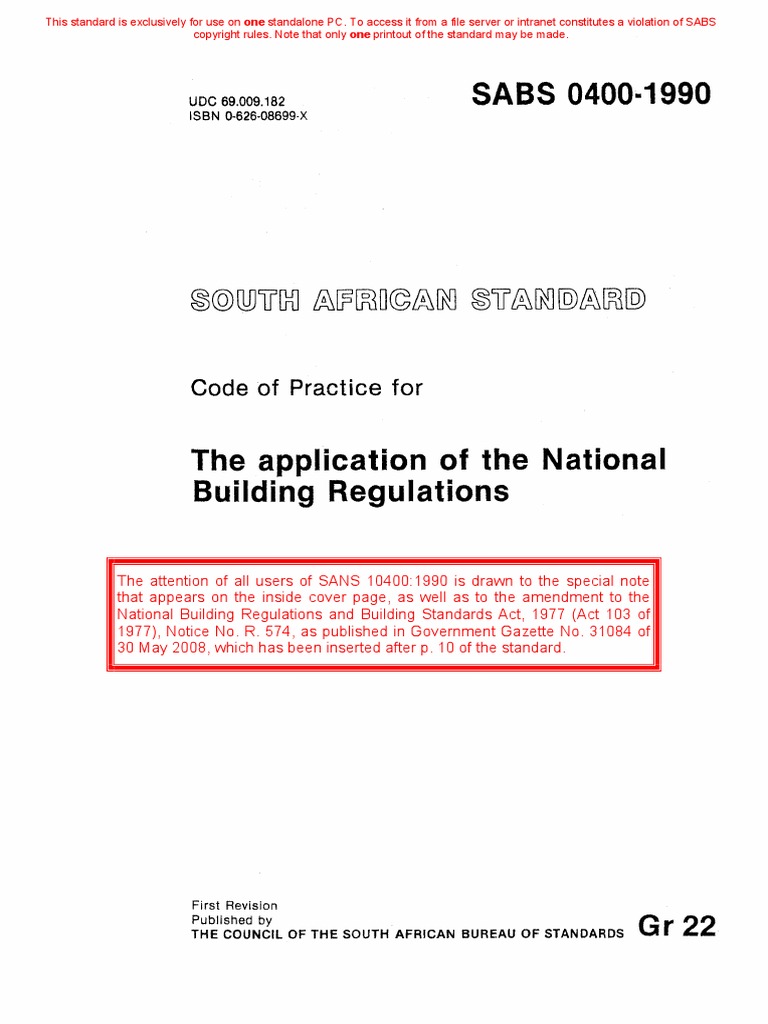 The Application of The National Building Regulations: SABS 0400 1990 ...