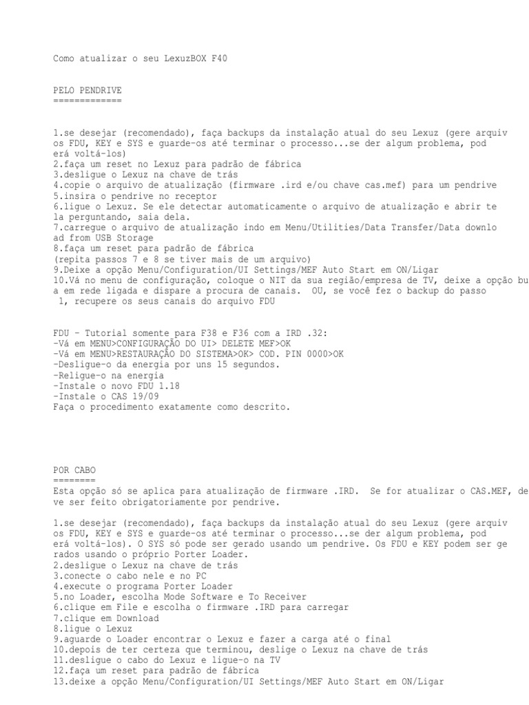 Lexus F36 - Como Atualizar | PDF | Informática | Programas