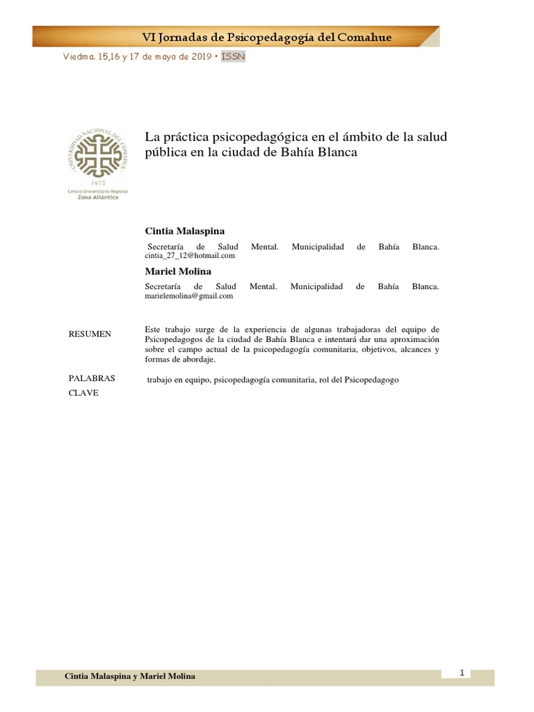 Malaspina y Molina 1 | PDF | Salud mental | Aprendizaje