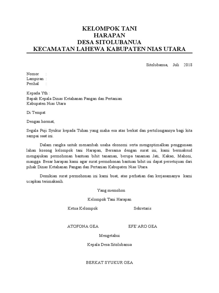 Proposal Pengajuan Bibit Tanaman | PDF | Memasak, Makanan, & Anggur