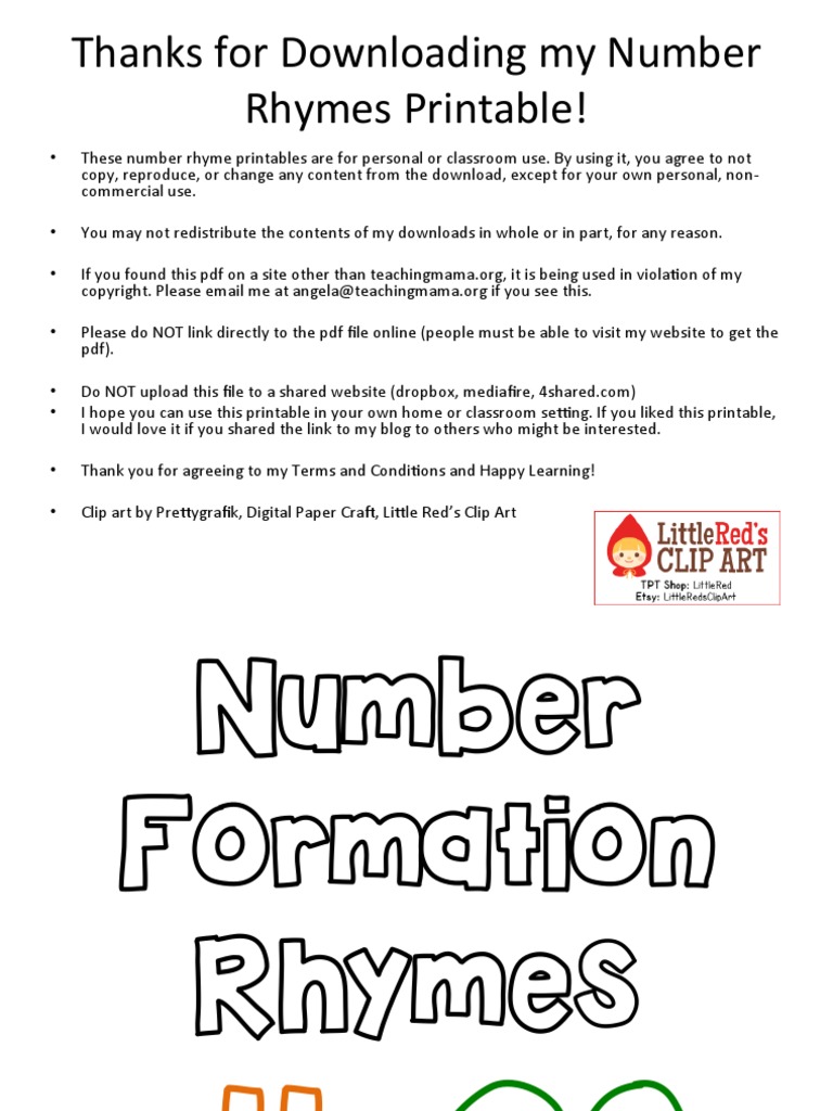 Thanks For Downloading My Number Rhymes Printable! | PDF | Mass Media ...