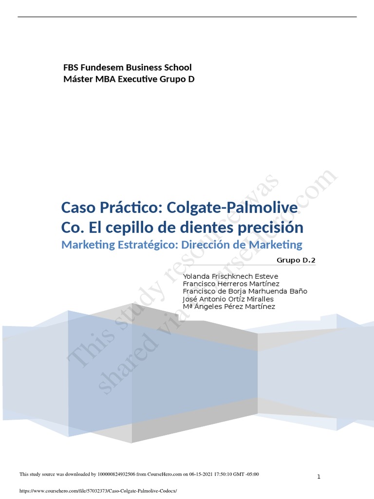 Caso Colgate Palmolive Co | Descargar gratis PDF | Odontología | Boca