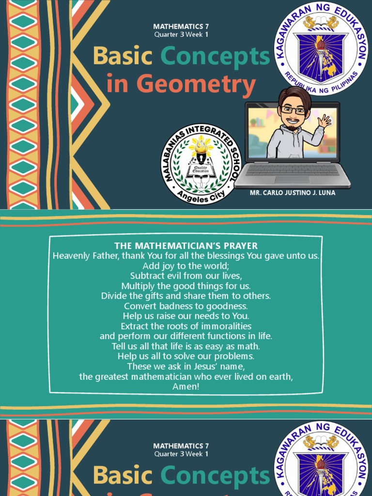 Math 7 Q3W1 Basic Concepts in Geometry | PDF | Line (Geometry) | Angle
