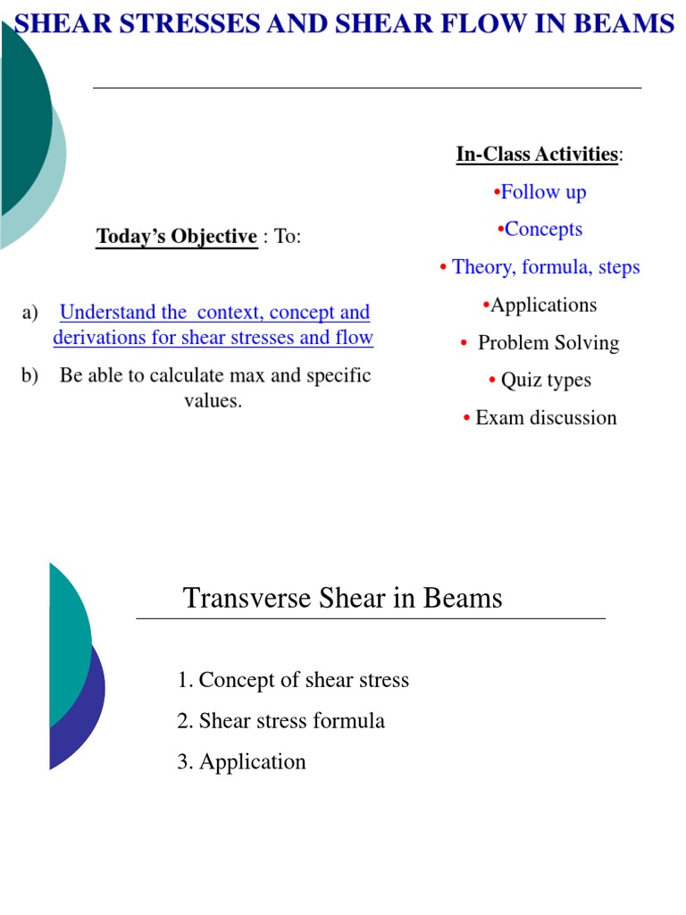 Lec 09 - Shear Stresses and Shear Flow in Beams | PDF | Bending ...