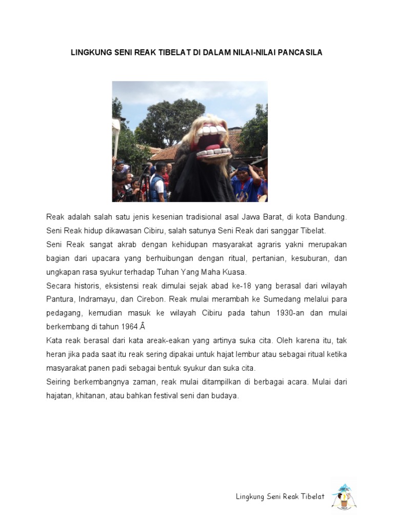 Lingkung Seni Reak Tibelat Di Dalam Nilai-Nilai Pancasila | PDF