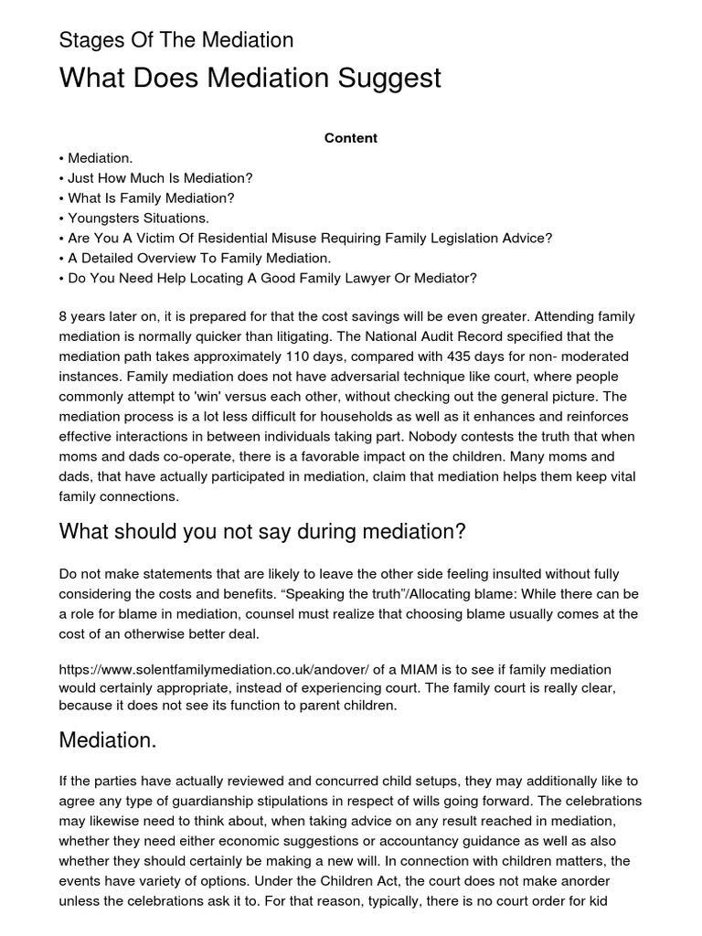 Family Mediation: A Comprehensive Guide | PDF