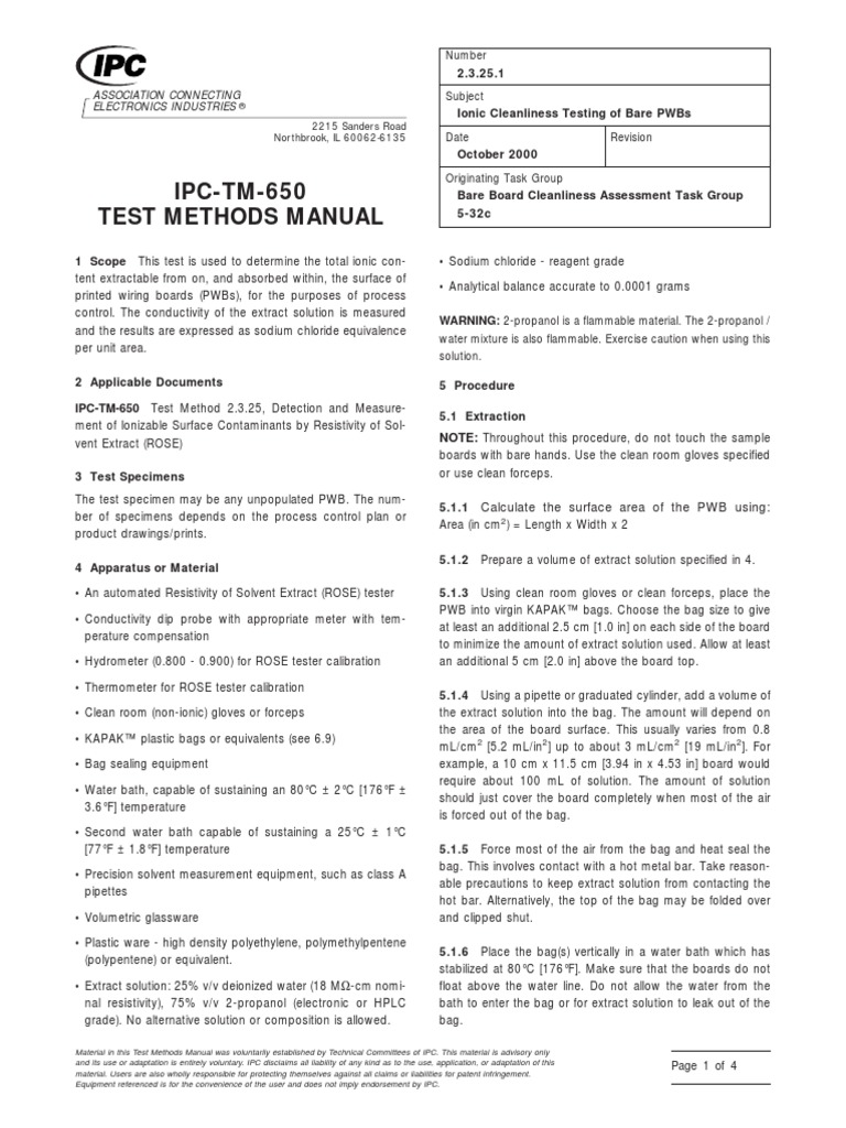 IPC-TM-650 Test Methods Manual: Association Connecting Electronics ...