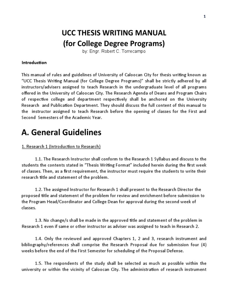 UCC Thesis Writing Manual Guide | PDF | Statistical Significance | Thesis