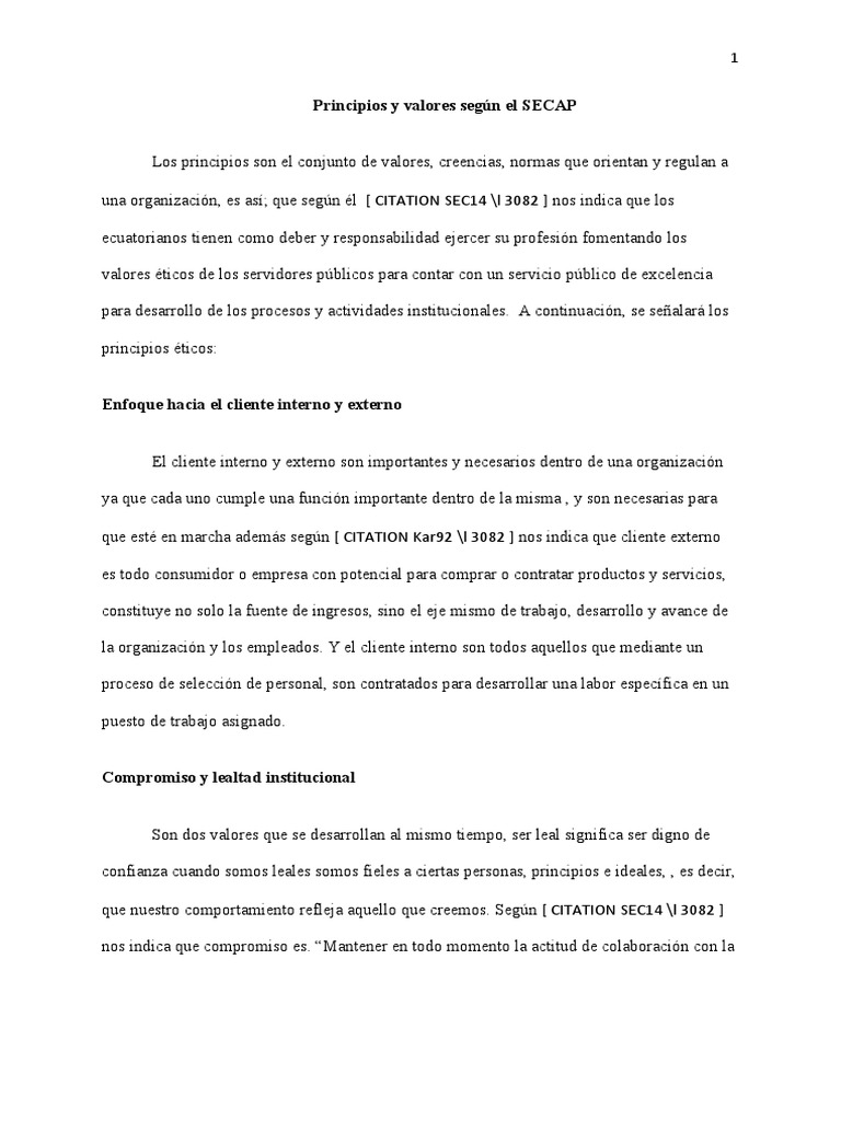 Principios y Valores Según El SECAP | PDF | Seguridad | Liderazgo