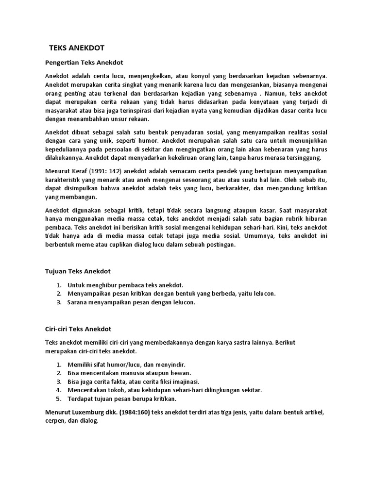 Materi Teks Anekdot | PDF